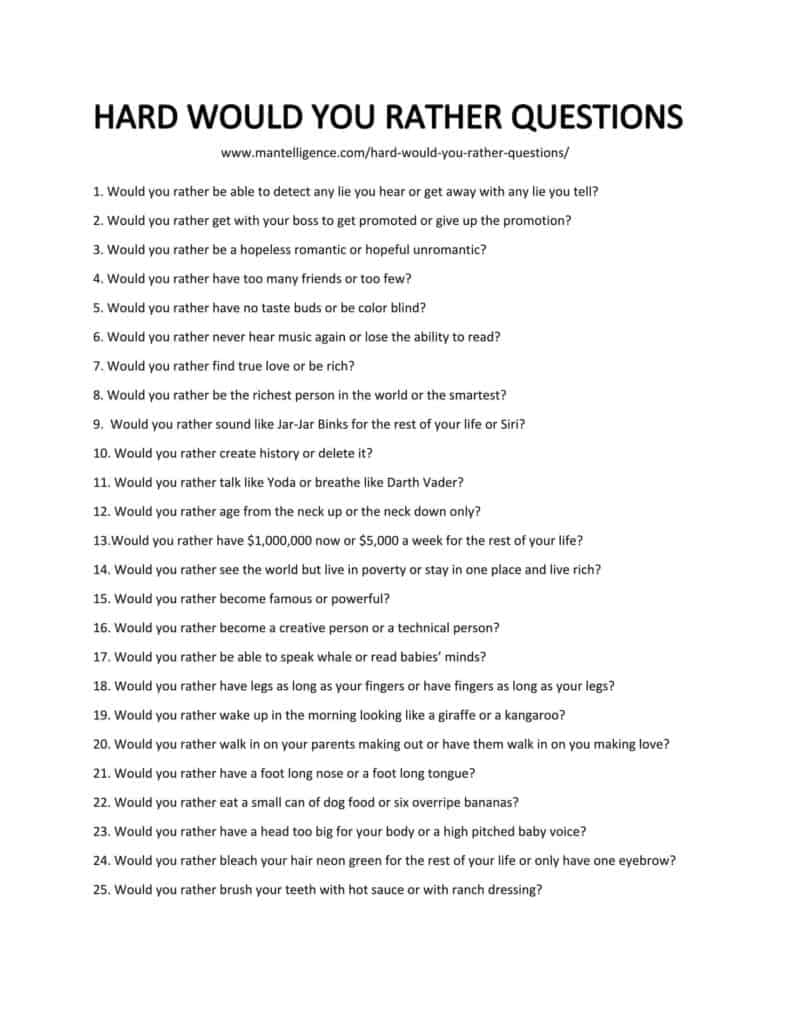 41 Deep Hard Would You Rather Questions 2023 41 Deep Hard Would You Rather Questions 2023