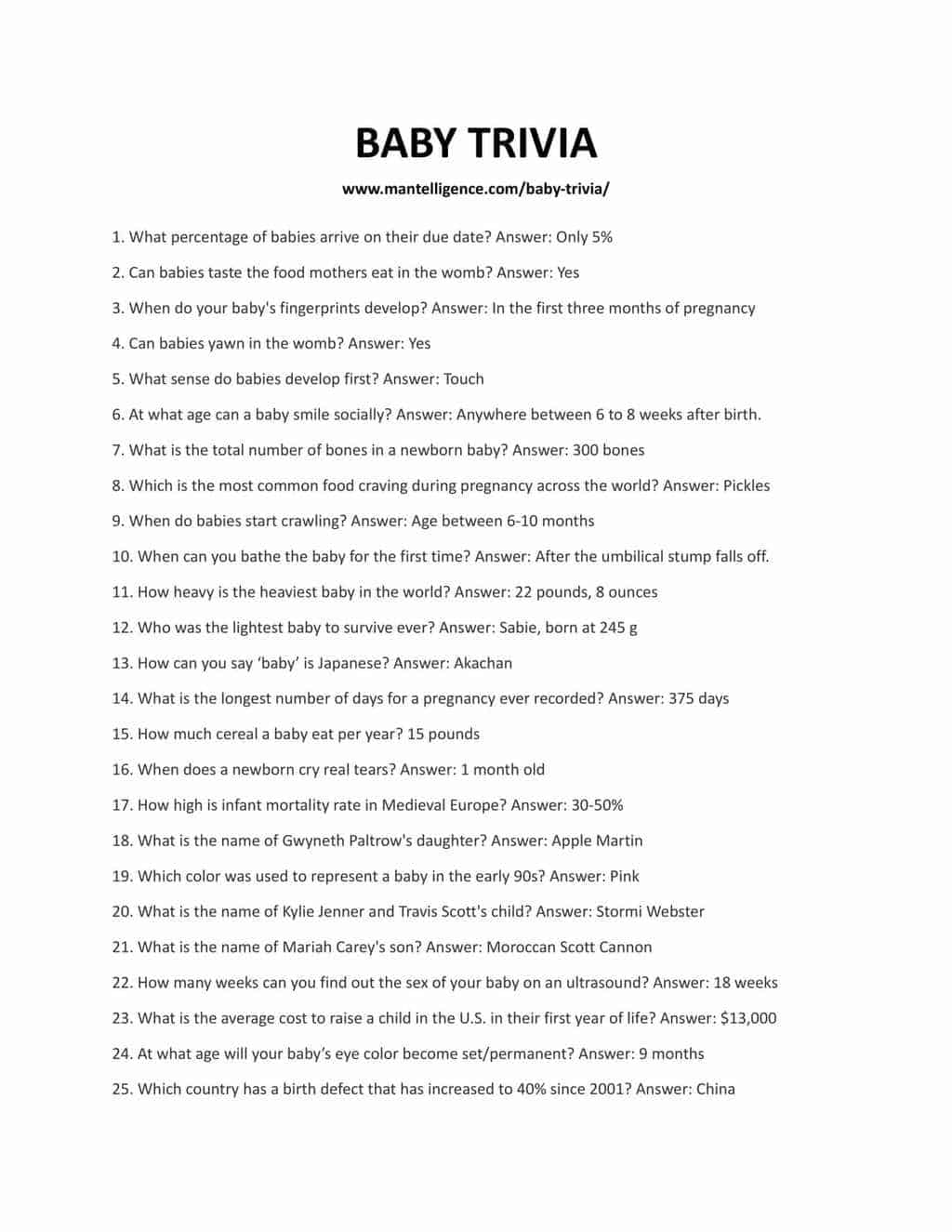 Baby Shower Trivia Games Printable Home Design Ideas