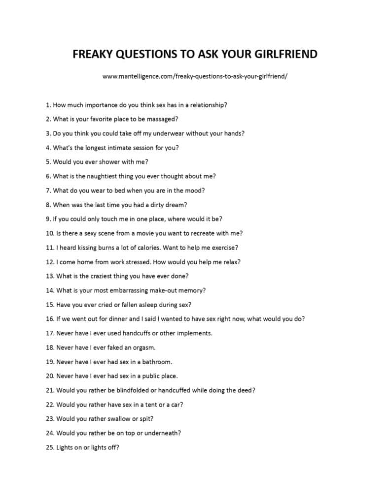 24 Freaky Questions To Ask Your Girlfriend Make Your Conversation