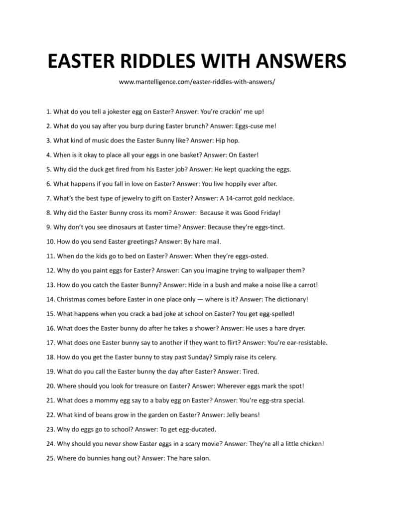 50 Easter Riddles With Answers - Easy Trivia People Will Enjoy 50 Easter Riddles With Answers - Easy Trivia People Will Enjoy